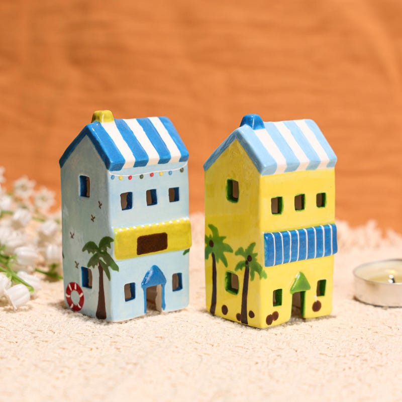 Ceramic Village House Set - Etsy