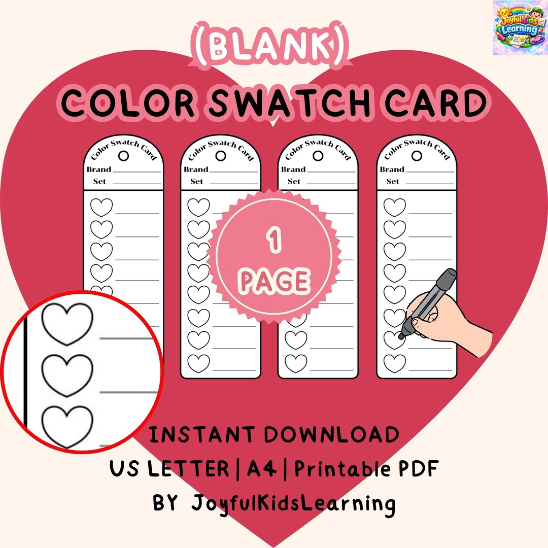 Blank Color Swatch Card, Marker Pencil Swatching Template (digital ...