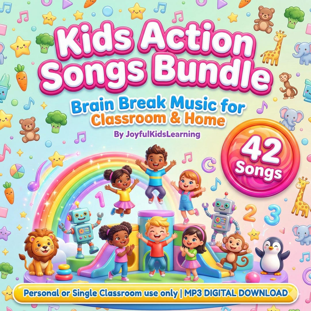 42 Kids Action Songs Bundle | Brain Break Music for Classroom & Home ...