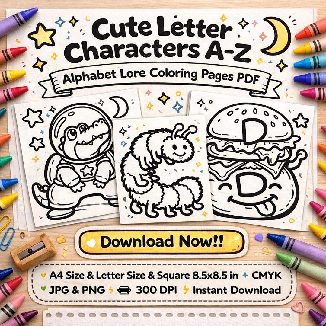 A-Z Alphabet Lore Coloring Pages, Animal ABC Printable PDF, Letter ...