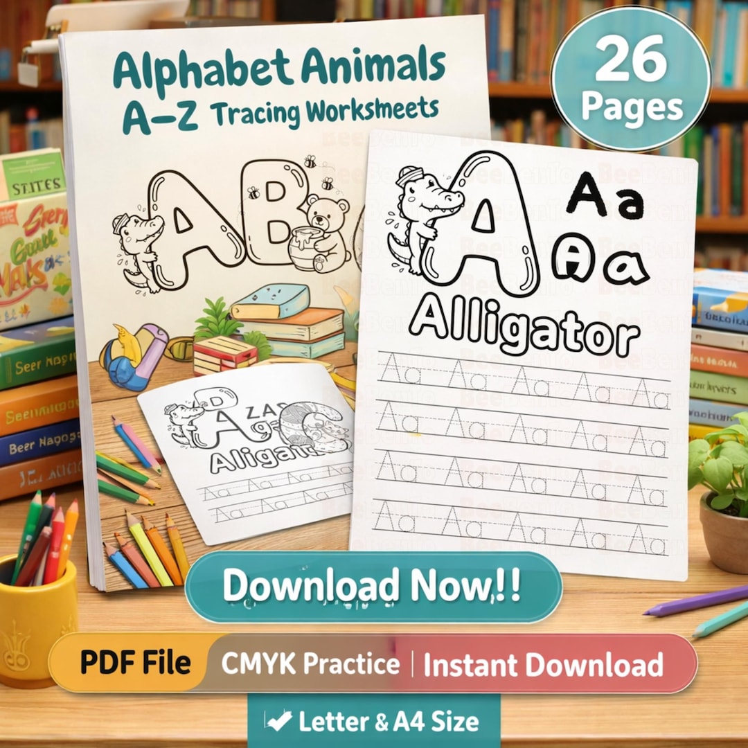 A-Z Animal Alphabet Tracing Worksheets | Printable Handwriting Practice ...