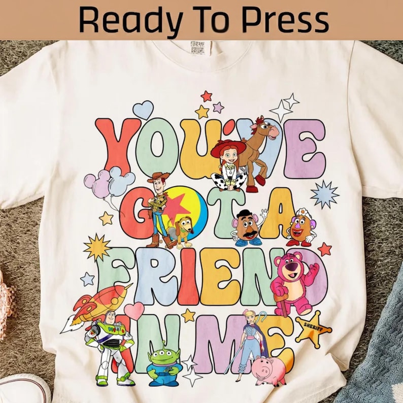 Toy Friends DTF Transfer Ready to Press, Cartoon Birthday Shirt Design ...