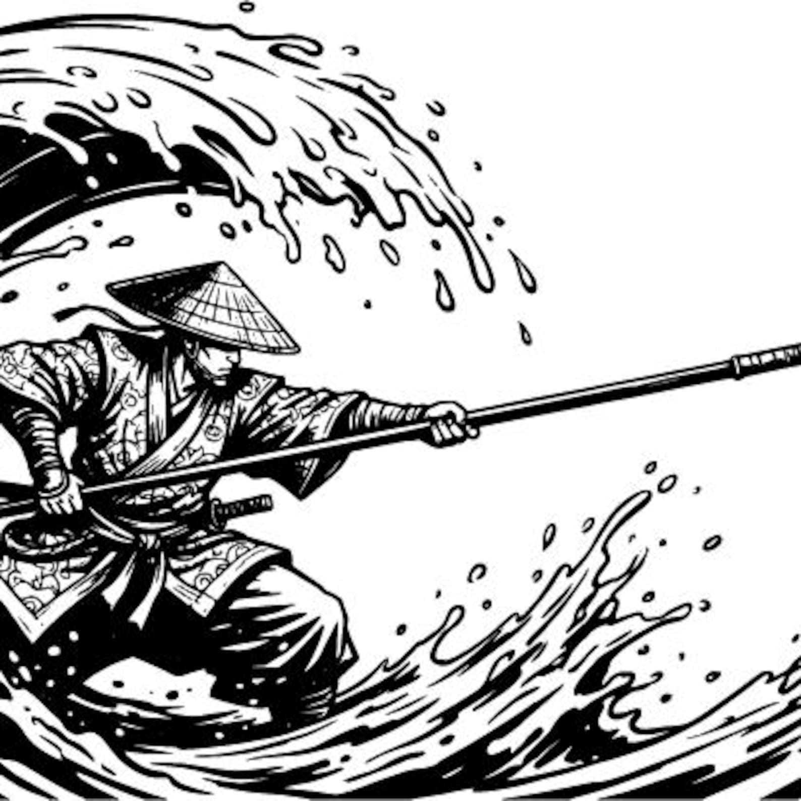 Samurai Wave Laser Engraving Design | Katana Warrior (digital Download ...