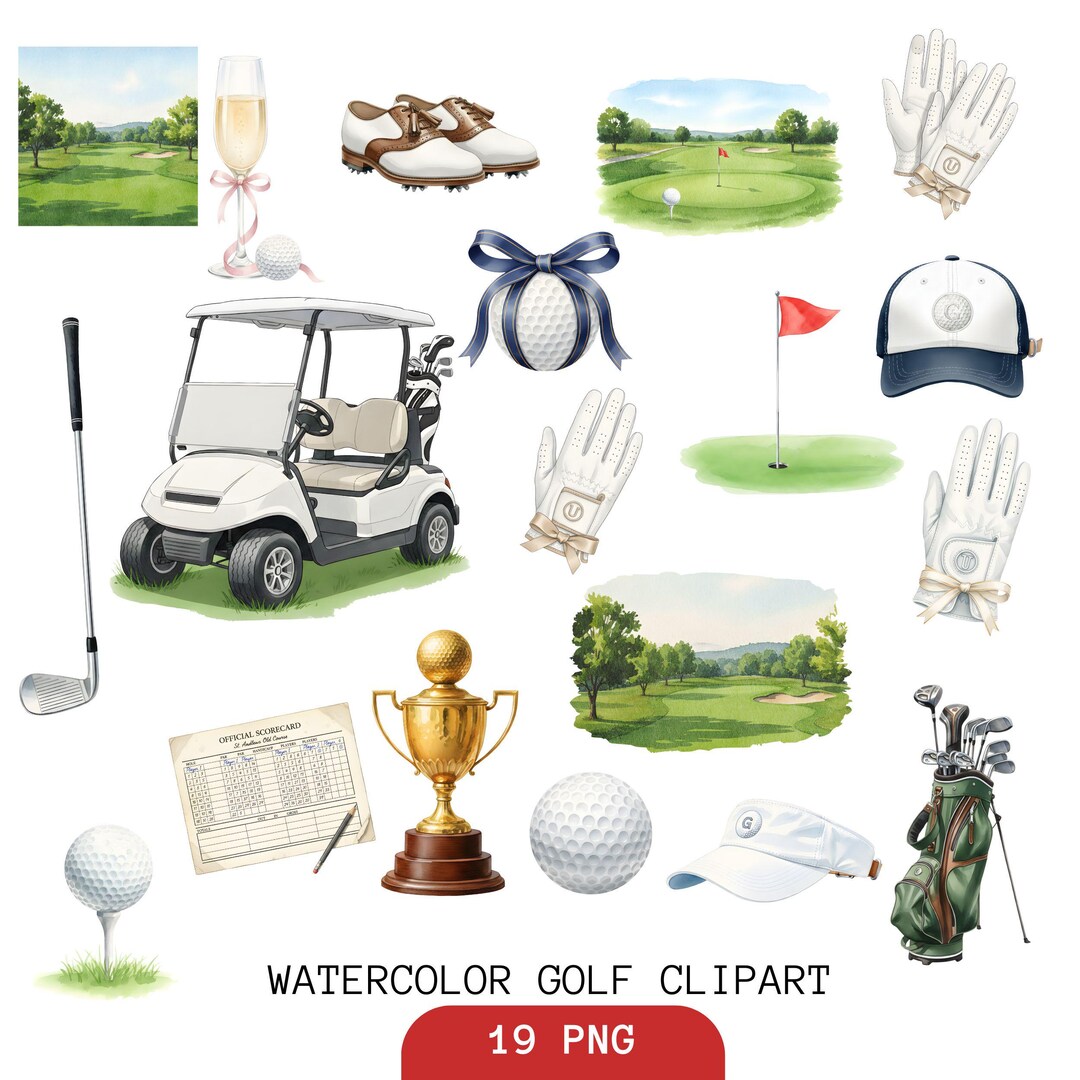 Watercolor Golf Clipart: Golf Sports PNG Images (300 DPI) Download - Etsy