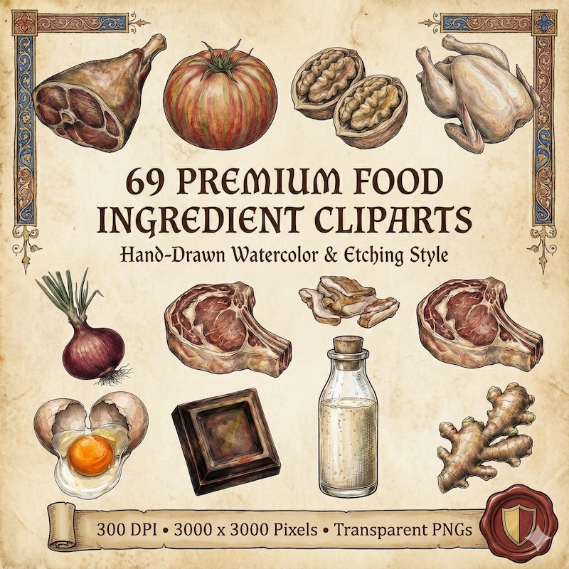 Vintage Clipart Meat - Etsy UK