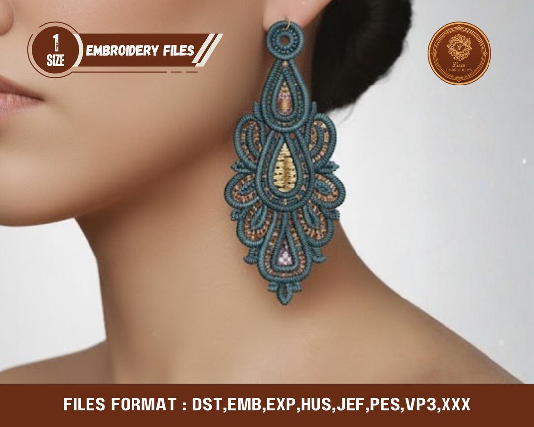 FSL Lace Earrings Embroidery Design File in the Hoop Free Standing Lace ...