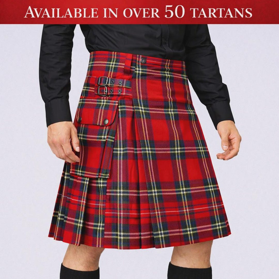 Traditional Scottish Tartan Kilt for Men With Cargo Pocket and ...