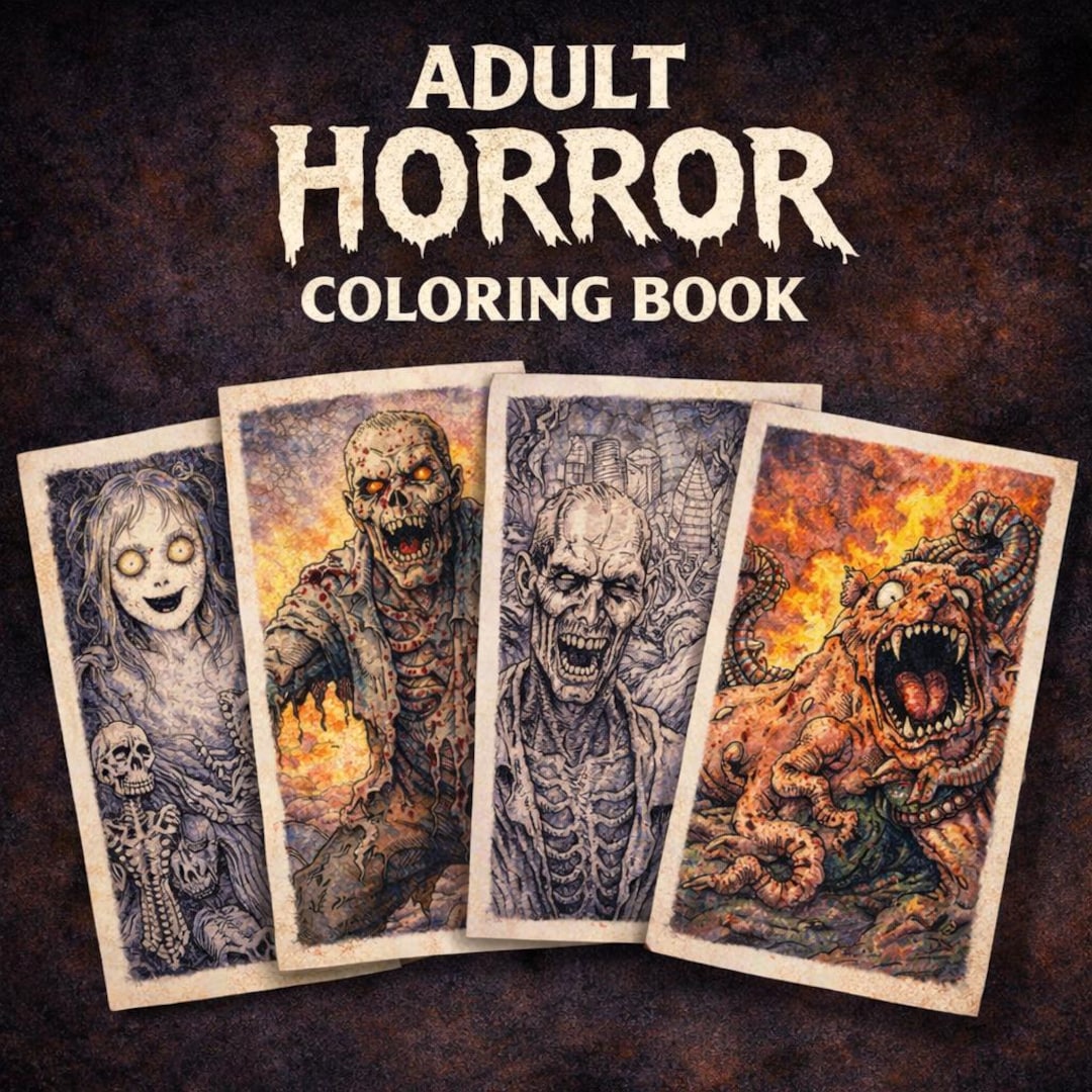 Adult Gothic Horror Colouring Book Printable – Dark Fantasy Creepy Art ...