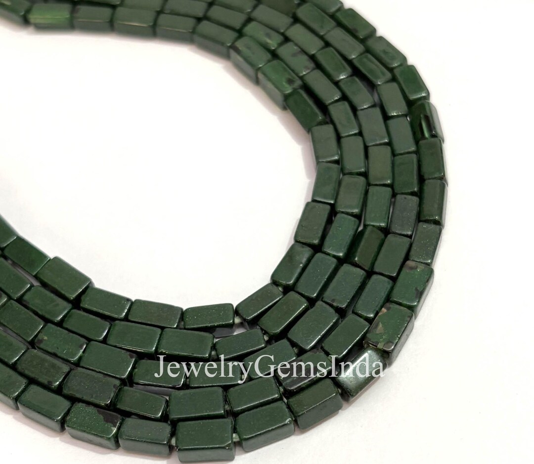 Green Mica Smooth Rectangle Shape Beads: 8 Inch Strand,gemstone Beads ...