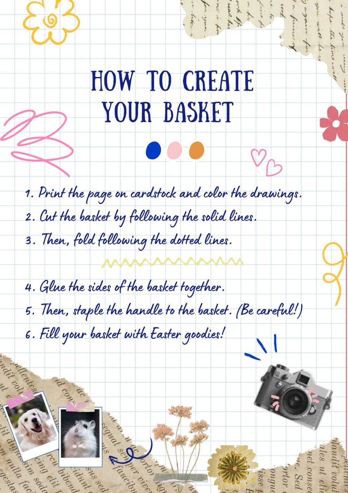 Kids Easter Basket Printable | Easy Cut & Assemble Spring Craft ...