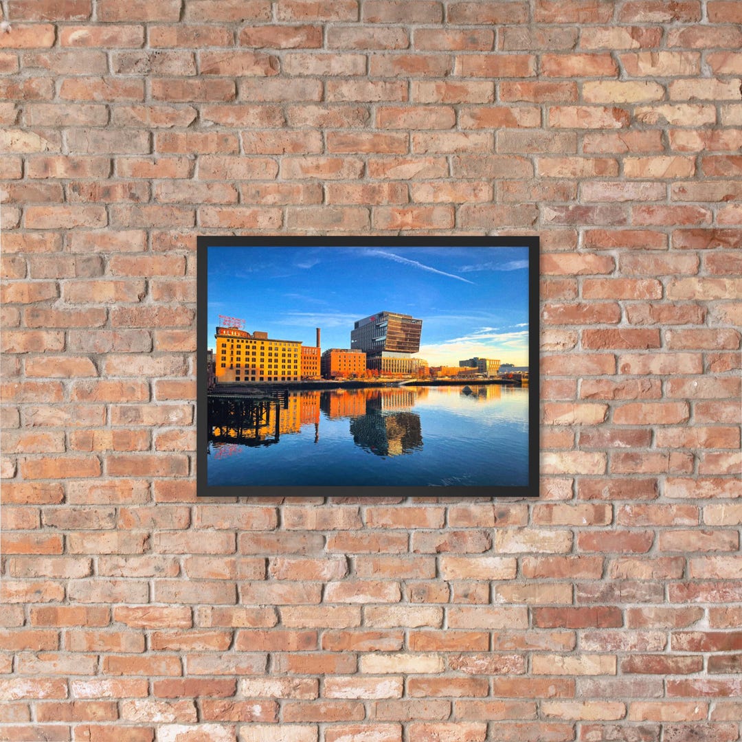 Boston Sunset Print, Fort Point Channel, Autumn Reflection, Warm Film ...