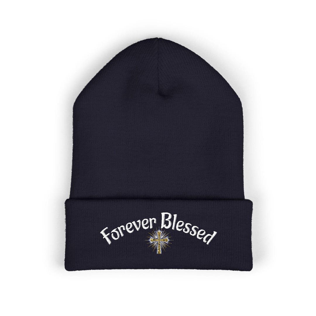 Forever Blessed Shamrock Embroidery Beanie | Cuffed Knit Hat - Etsy
