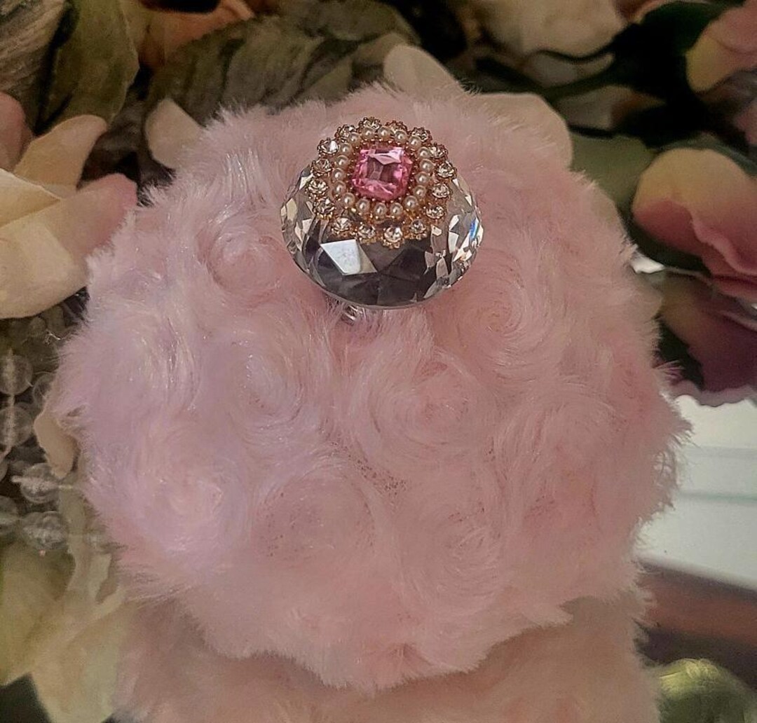 Soft Baby Pink Body Dusting Powder Puff ~ Crystal Embellished Handle - Etsy