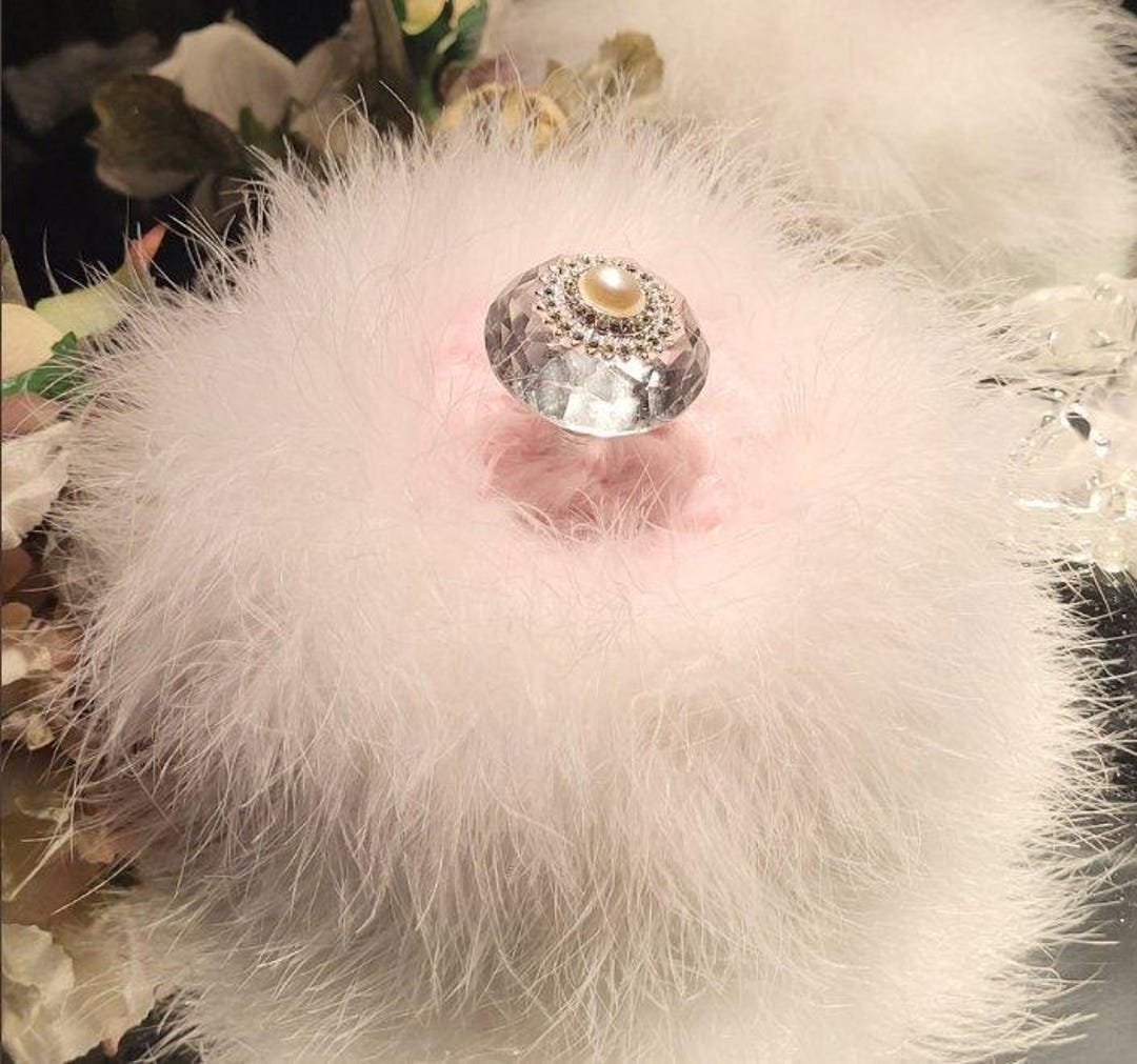Soft Plush LARGE Powder Puff Body Dusting ~ Dusty Pink Faux Fur Puff ...