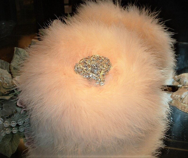 Powder Puff ~ Body Dusting Powder Puff ~ off White Fur Puff With Blush ...