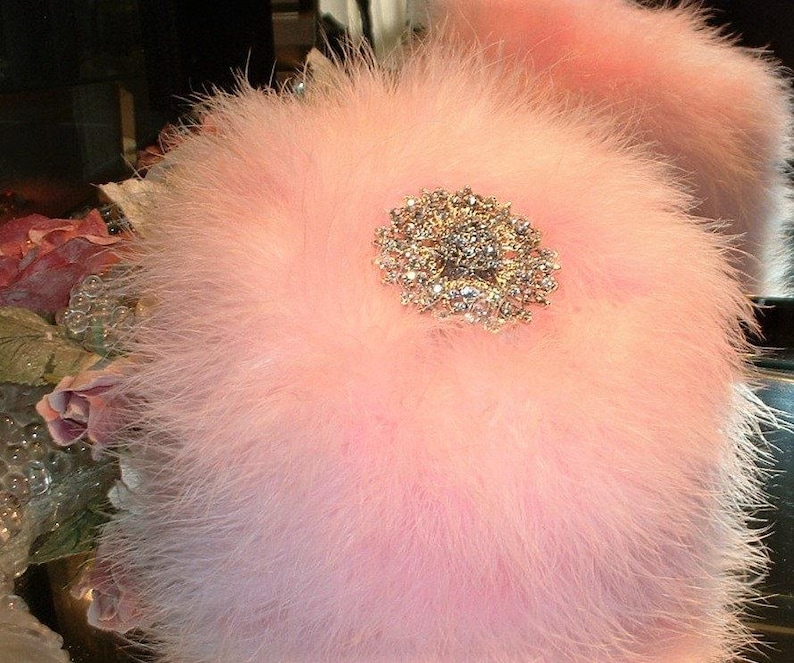 Powder Puff ~ Body Dusting Powder Puff ~ White Fur Puff With Pink Down ...