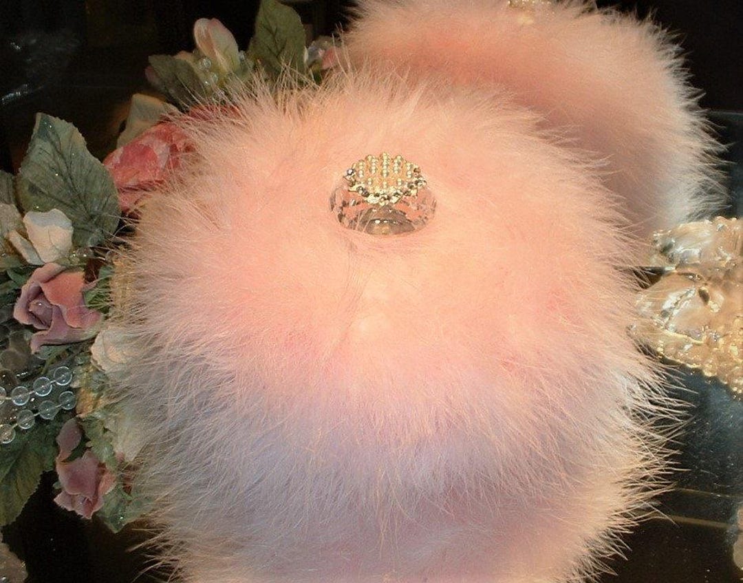 Powder Puff ~ Body Dusting Powder Puff ~ White Faux Fur Puff With Pink ...