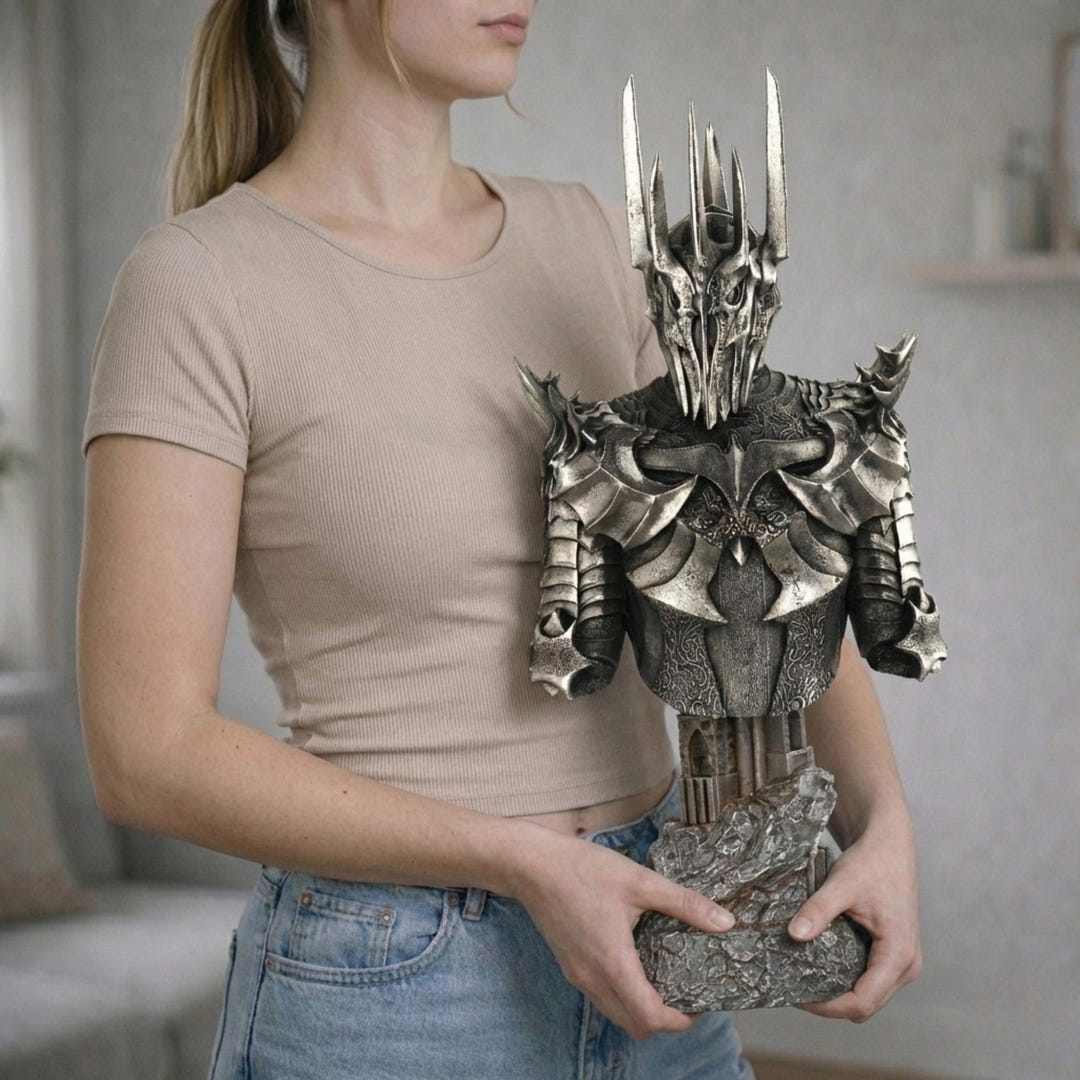 Sauron Dark Lord STL – LOTR Inspired Armor Bust Statue, Fantasy Villain ...