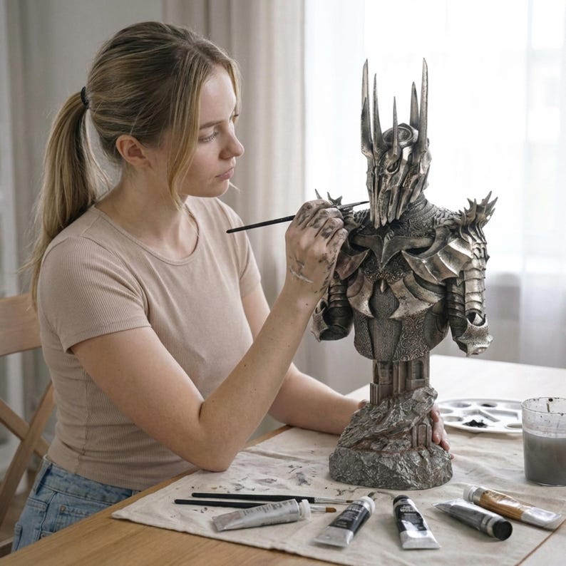 Sauron Dark Lord STL – LOTR Inspired Armor Bust Statue, Fantasy Villain ...