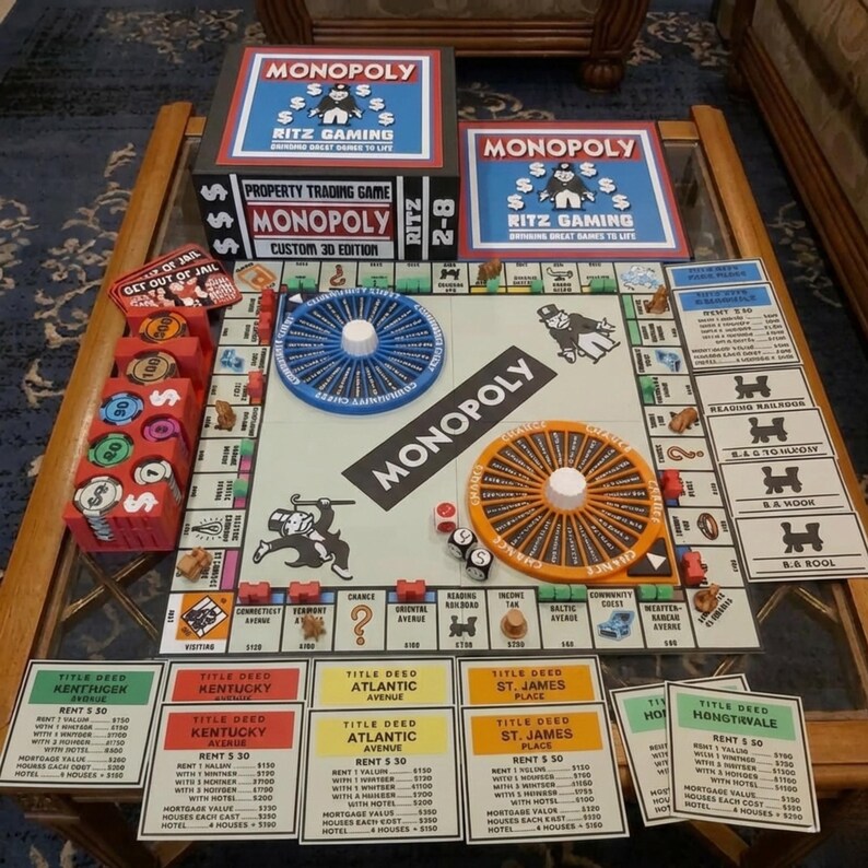 Monopoly Custom 3D Printed Board Game Book Box Set | Property Trading ...