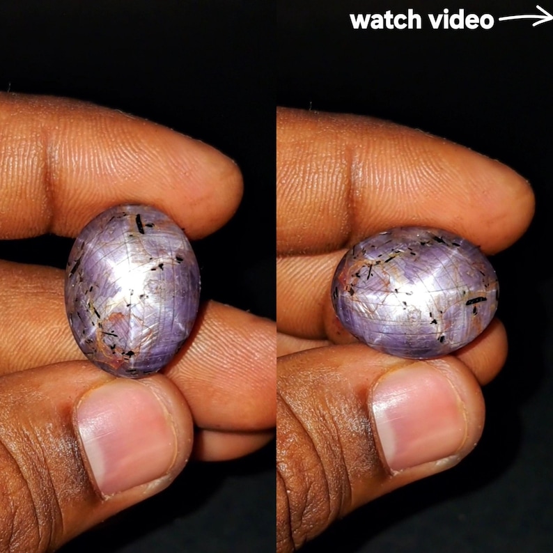 Natural 49.40 Ct Star Sapphire Cabochon Loose Gemstone Untreated Purple ...