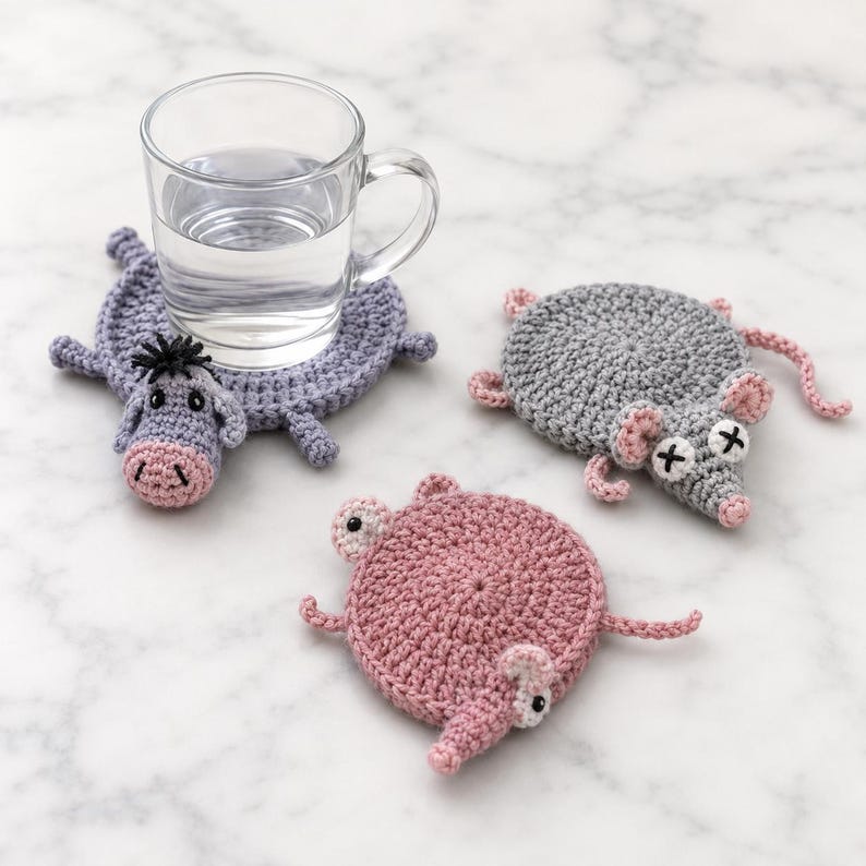 20-in-1 Animal Crochet Coaster Patterns, Mug Hugger Bundle, Animals Cup ...