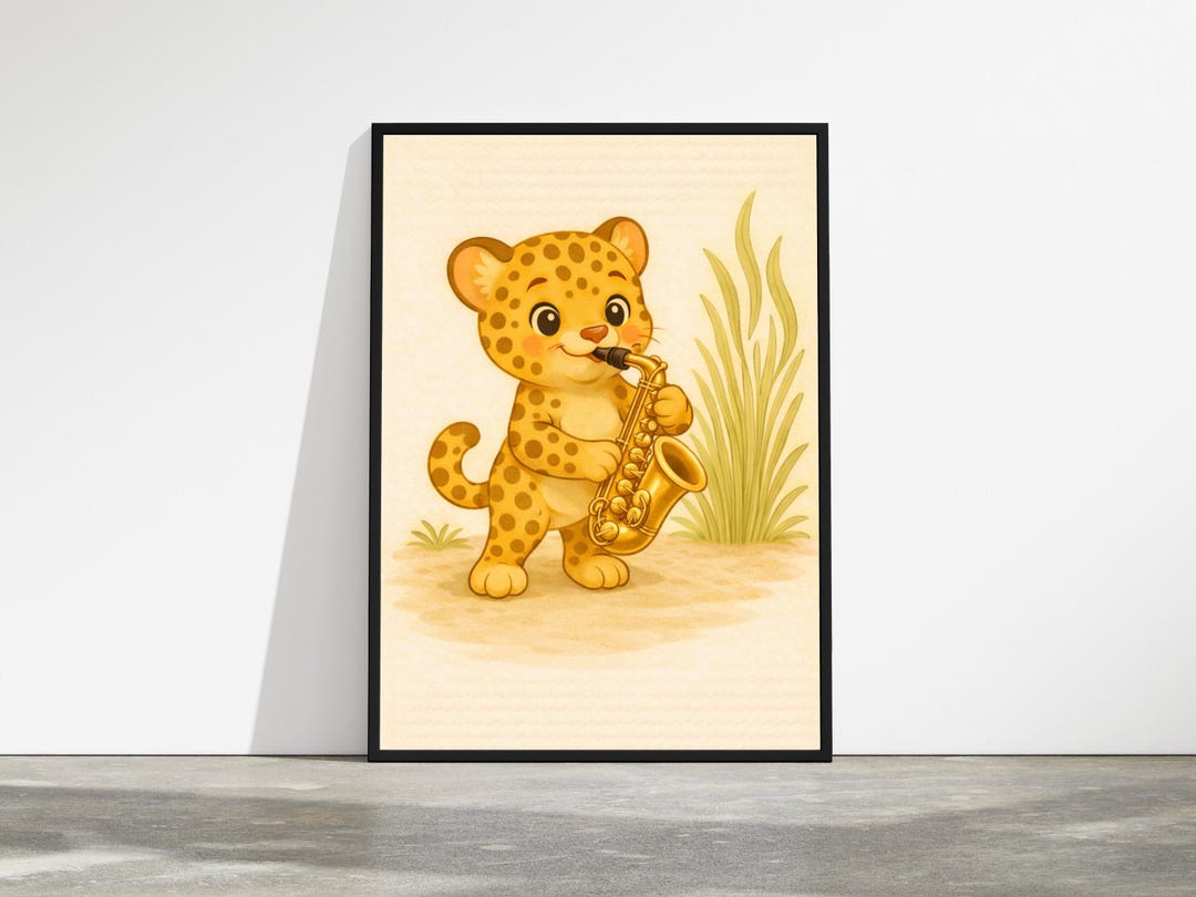 Leopard Saxophone Art Print | Kids Music Room Decor (digital Download ...