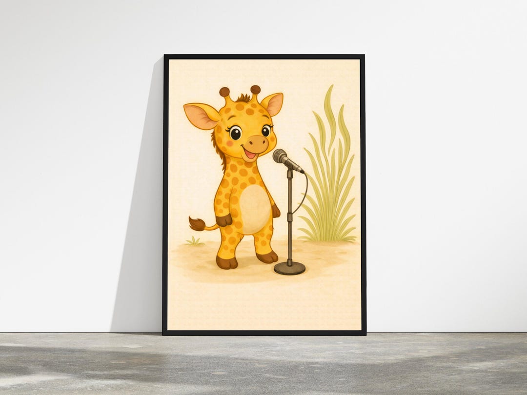 Giraffe Singing Art Print | Kids Music Room Decor (digital Download) - Etsy