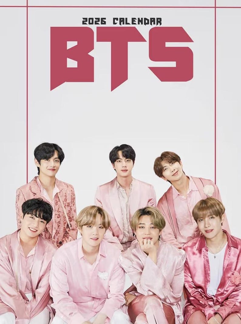 K-pop Fan Wall Calendar 2026 | Bts-inspired Monthly Calendar | Fan-made ...