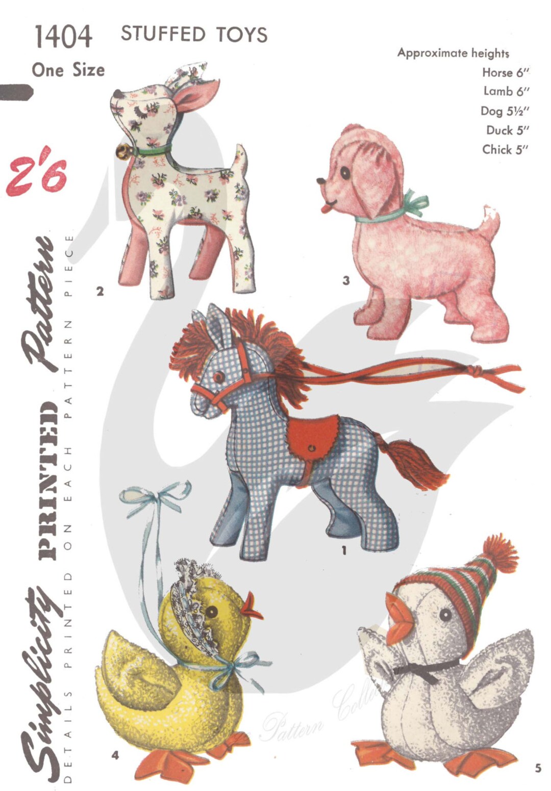 Reproduction Vintage Various Stuffed Animals Sewing Pattern S1404 PDF ...