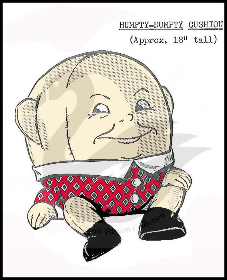 Reproduction Humpty Dumpty Cushion Sewing Pattern 18" TALL PDF - Etsy