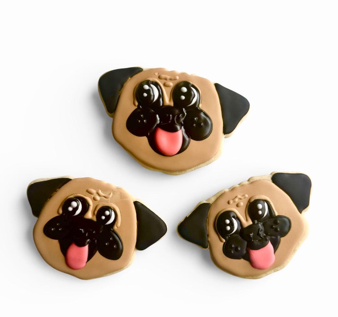 Pug Decorated Sugar Cookies (set of 6) | Dog Lover Gift | Ready-to-ship ...