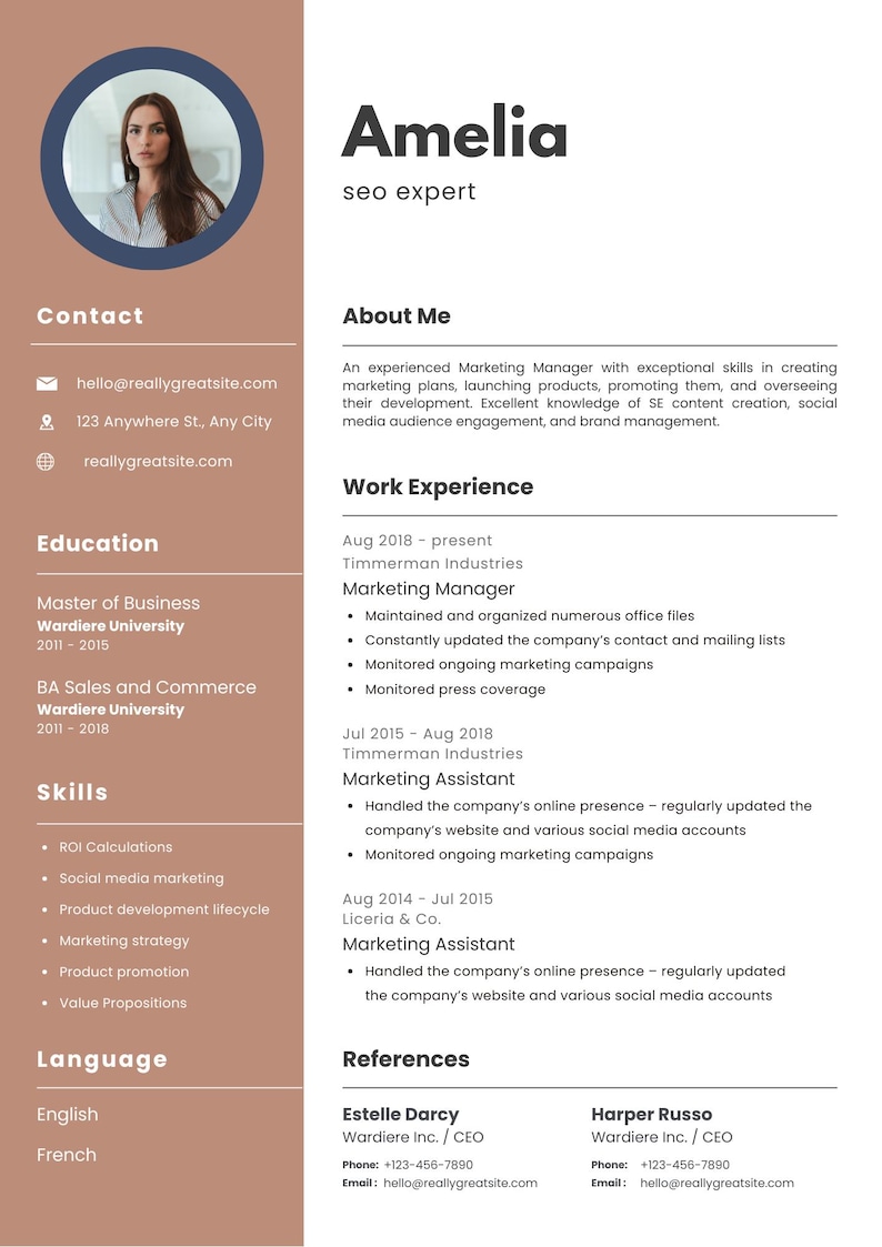 Modern Resume Template With Photo – Mac Pages & Canva, Cover Letter ...