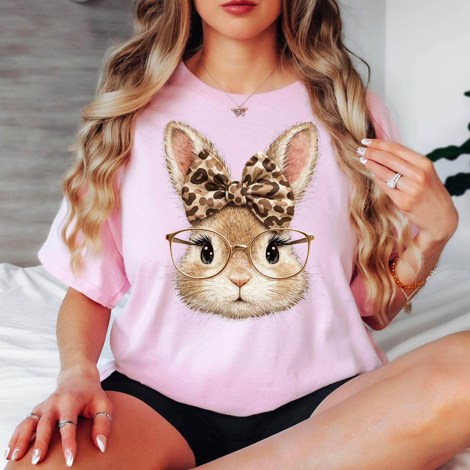 Cute Bunny T-shirt With Glasses, Easter Bunny Tee, Funny Rabbit Shirt ...