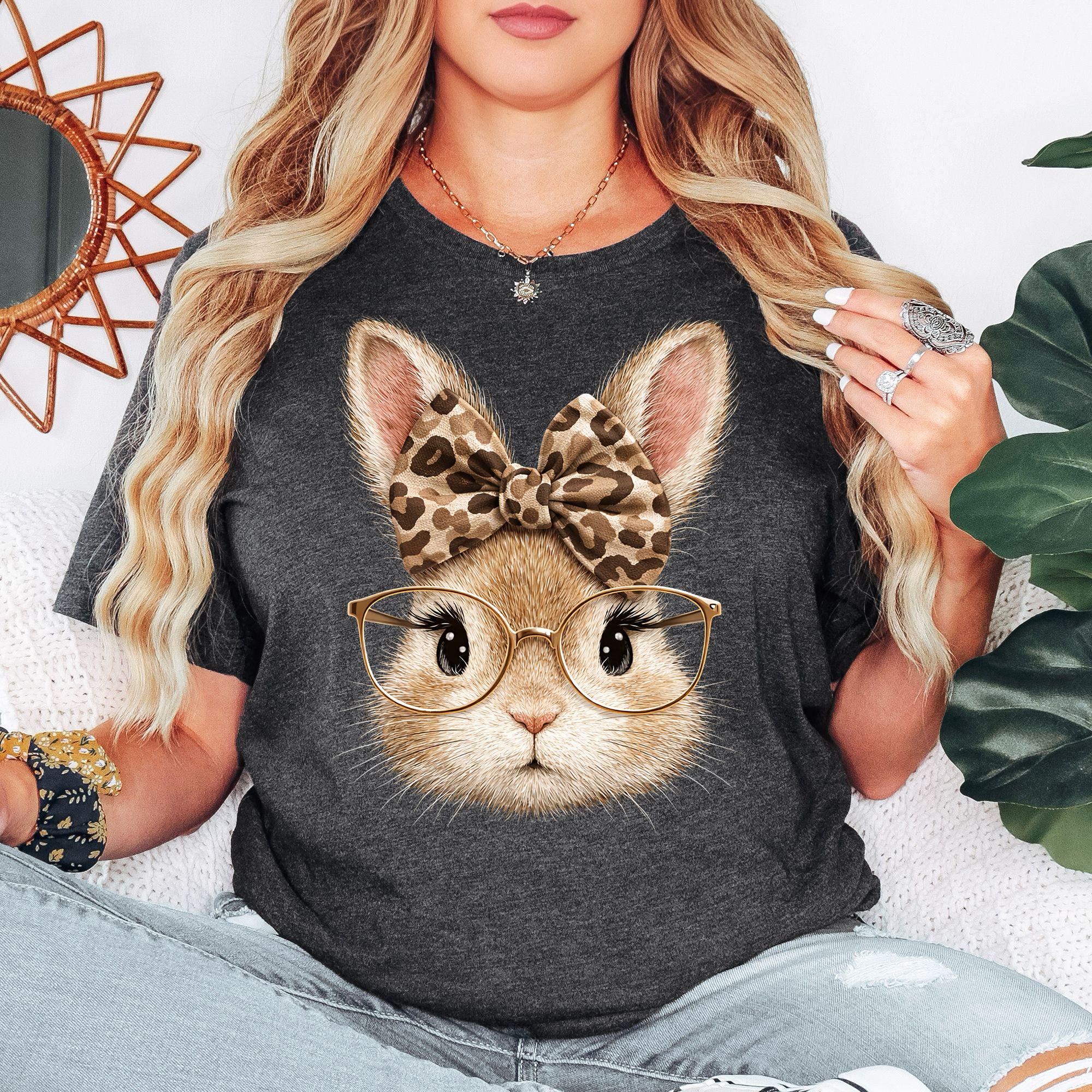 Cute Bunny T-shirt With Glasses, Easter Bunny Tee, Funny Rabbit Shirt ...