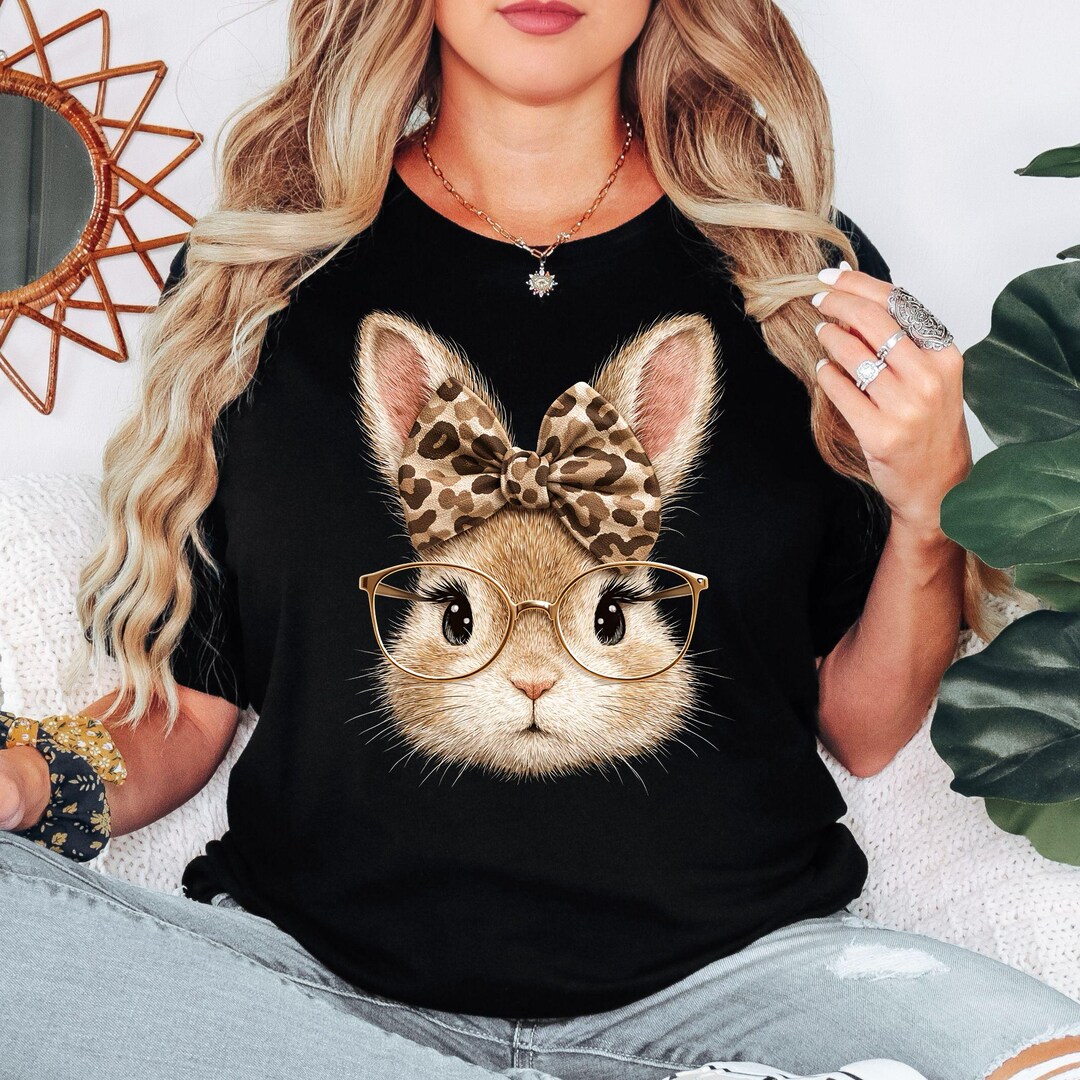 Cute Bunny T-shirt With Glasses, Easter Bunny Tee, Funny Rabbit Shirt ...