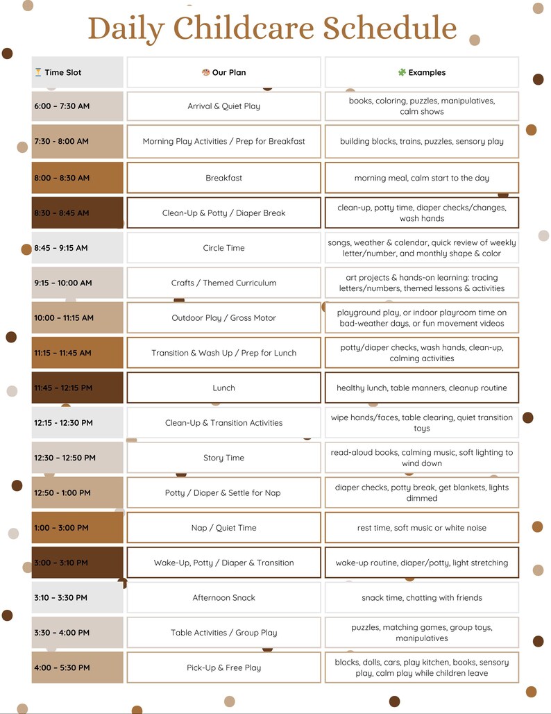 Editable Daycare Daily Schedule Template | Preschool Classroom Routine ...