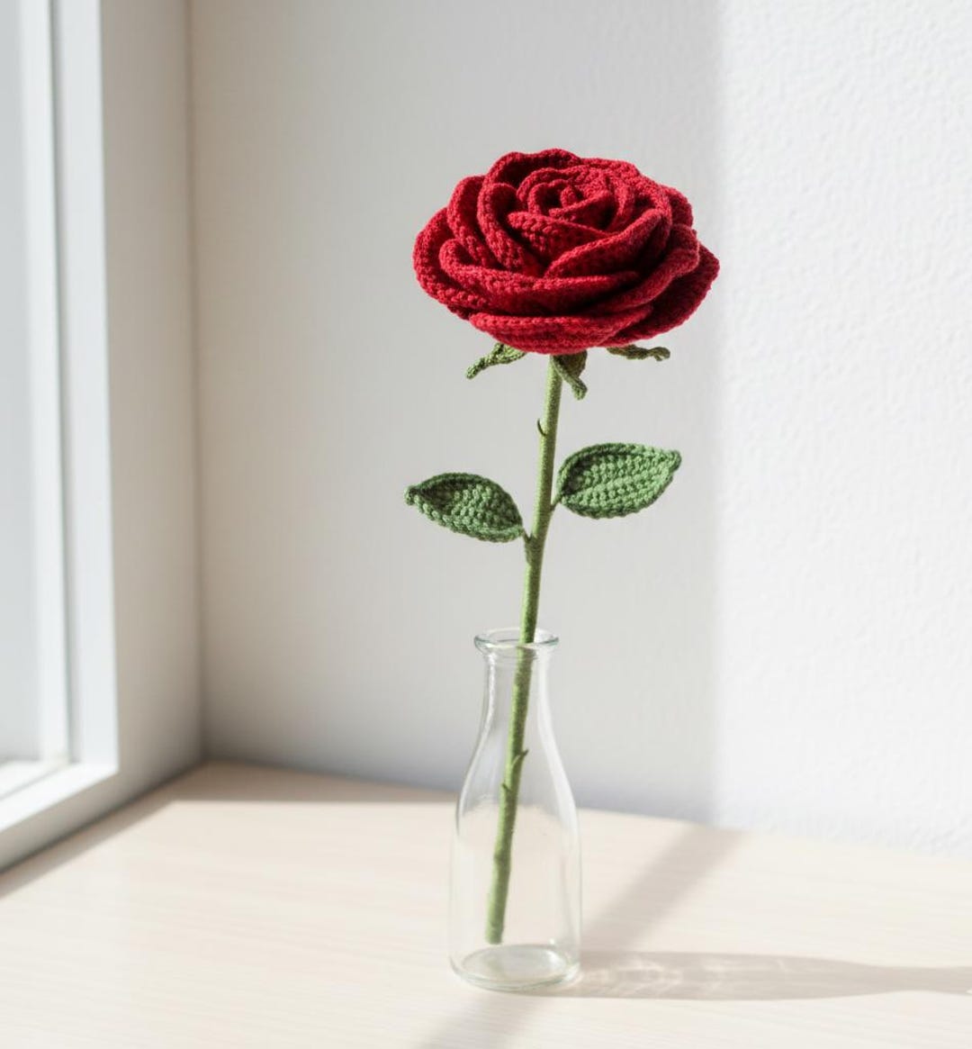 Crochet Rose Flower Pattern, Realistic Forever Rose With Stem, Instant ...