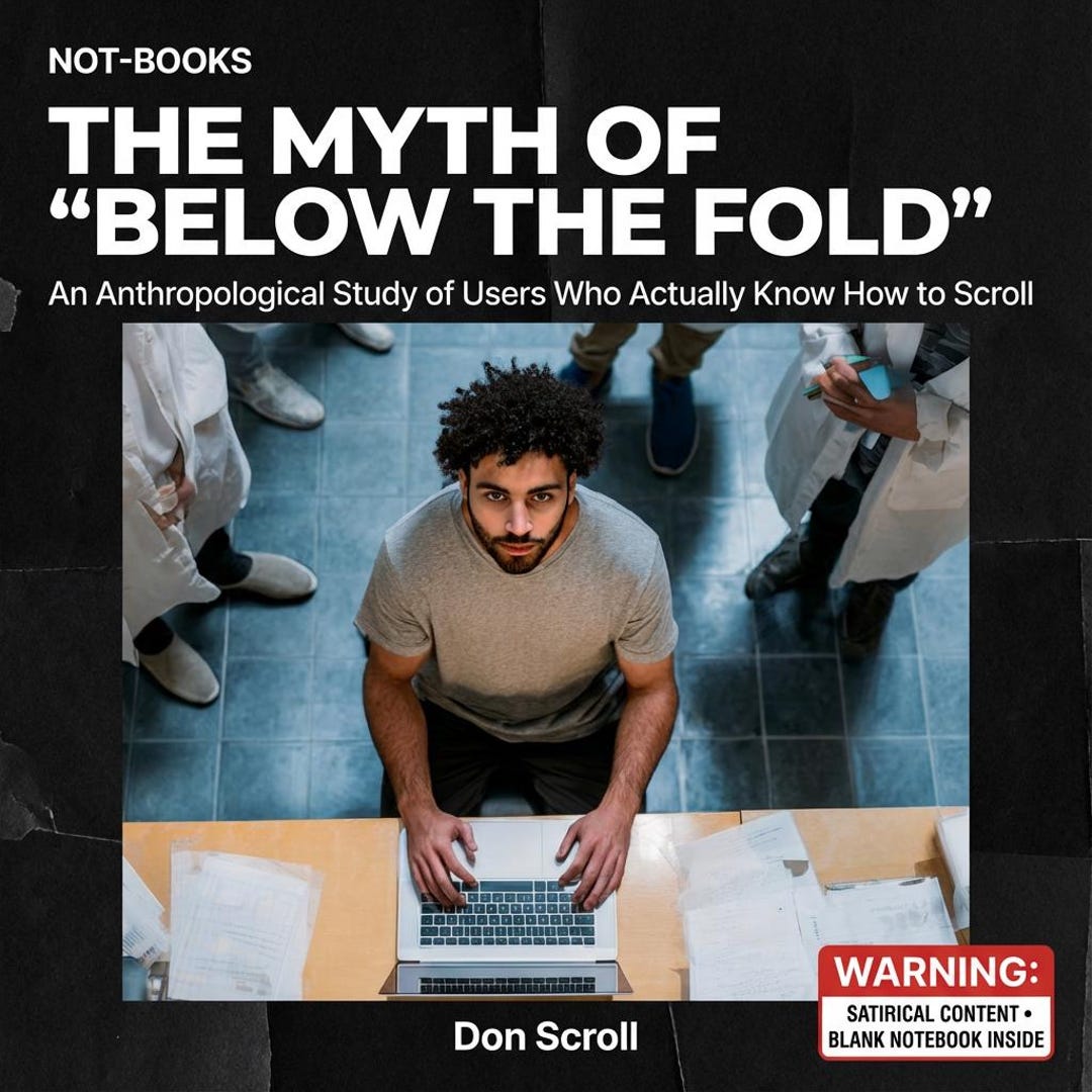 Not-books: the Myth of Below the Fold - Funny UX Notebook | Sarcastic ...