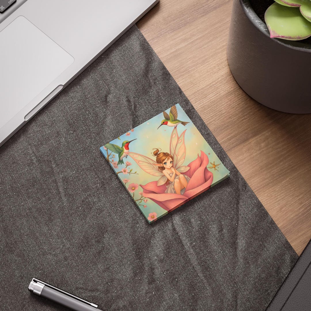 Flower Fairy Post-it Notes | Hummingbird Desk Notepad - Etsy