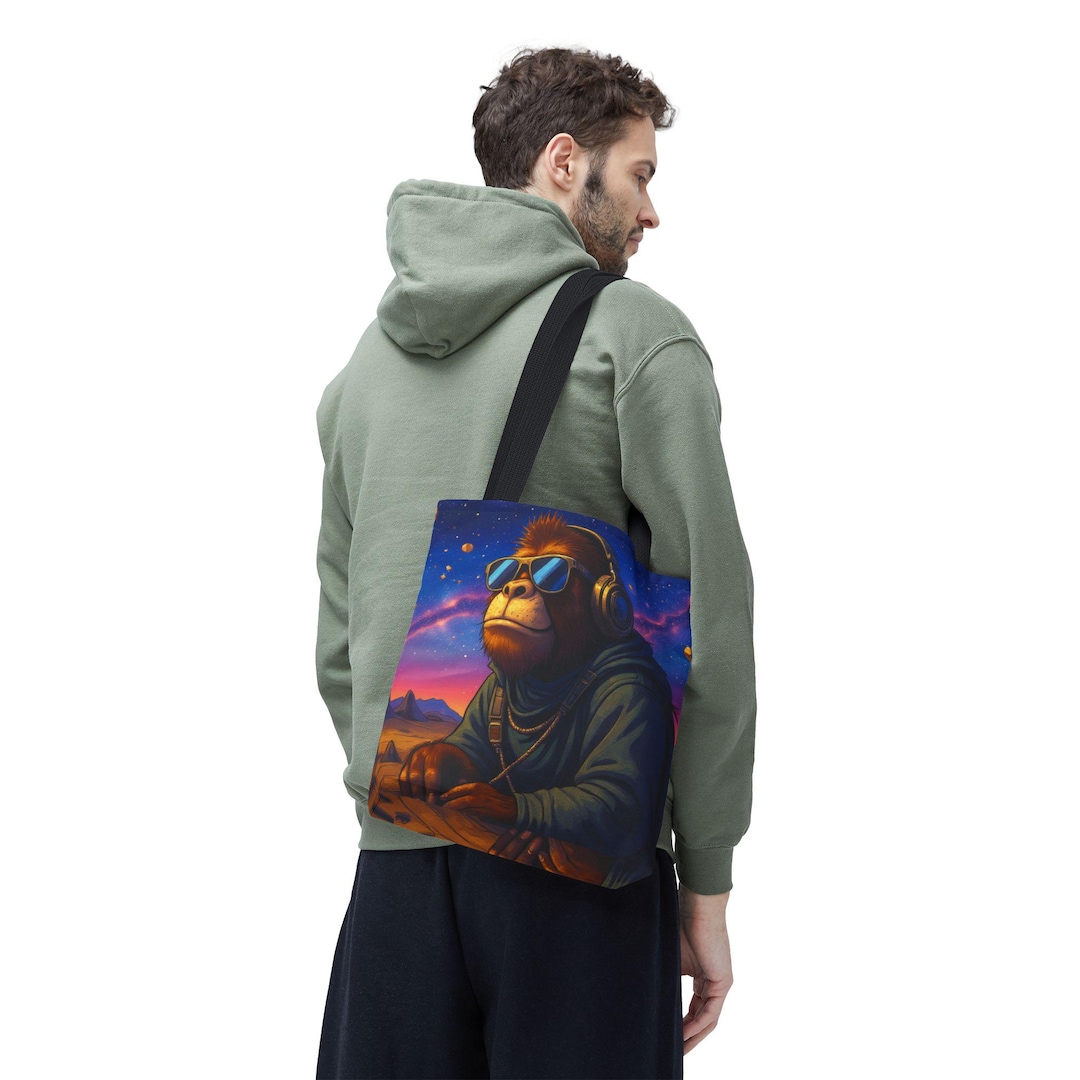 Cosmic Monkey Tote Bag | Ape With Headphones, Sunglasses - Etsy
