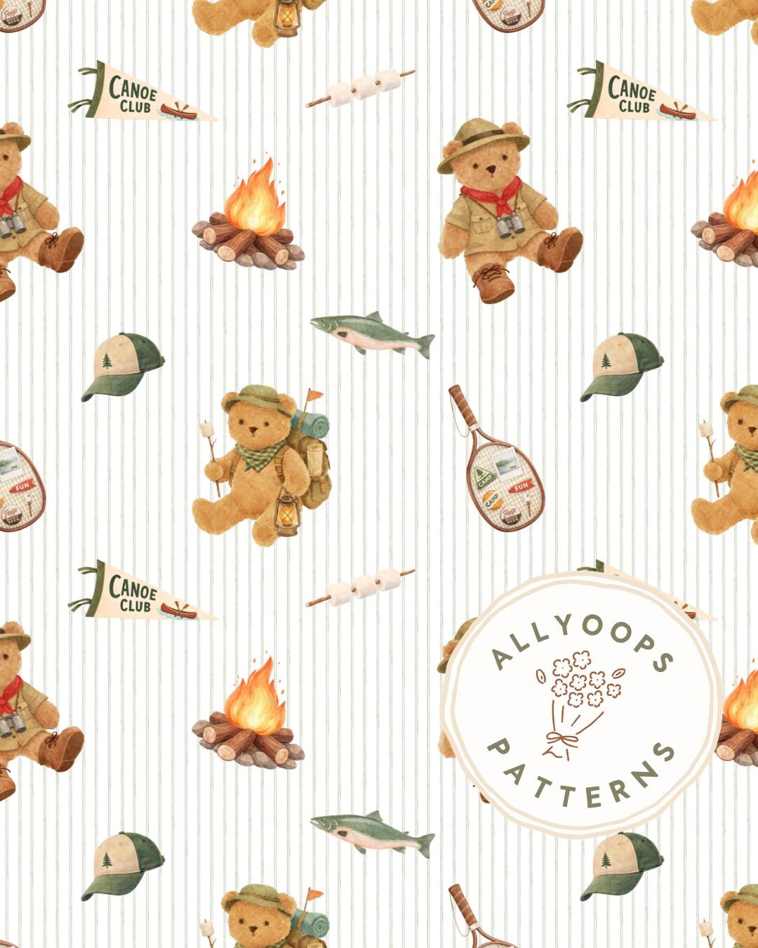 Camping Teddy Bears Seamless Pattern - Etsy
