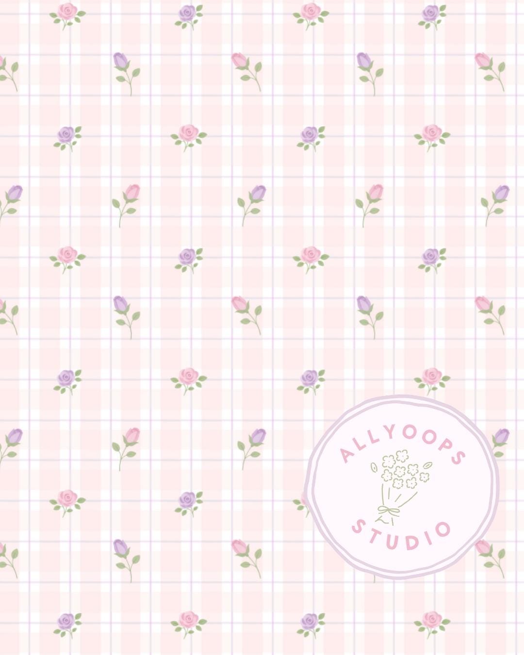 Pink and Lavender Gingham Floral Seamless Pattern - Etsy