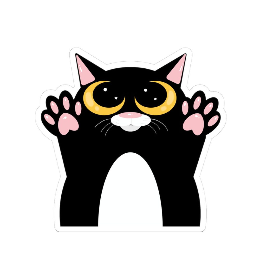 Cartoon Black Cat Pawing Sticker | Kiss-cut Sticker - Etsy