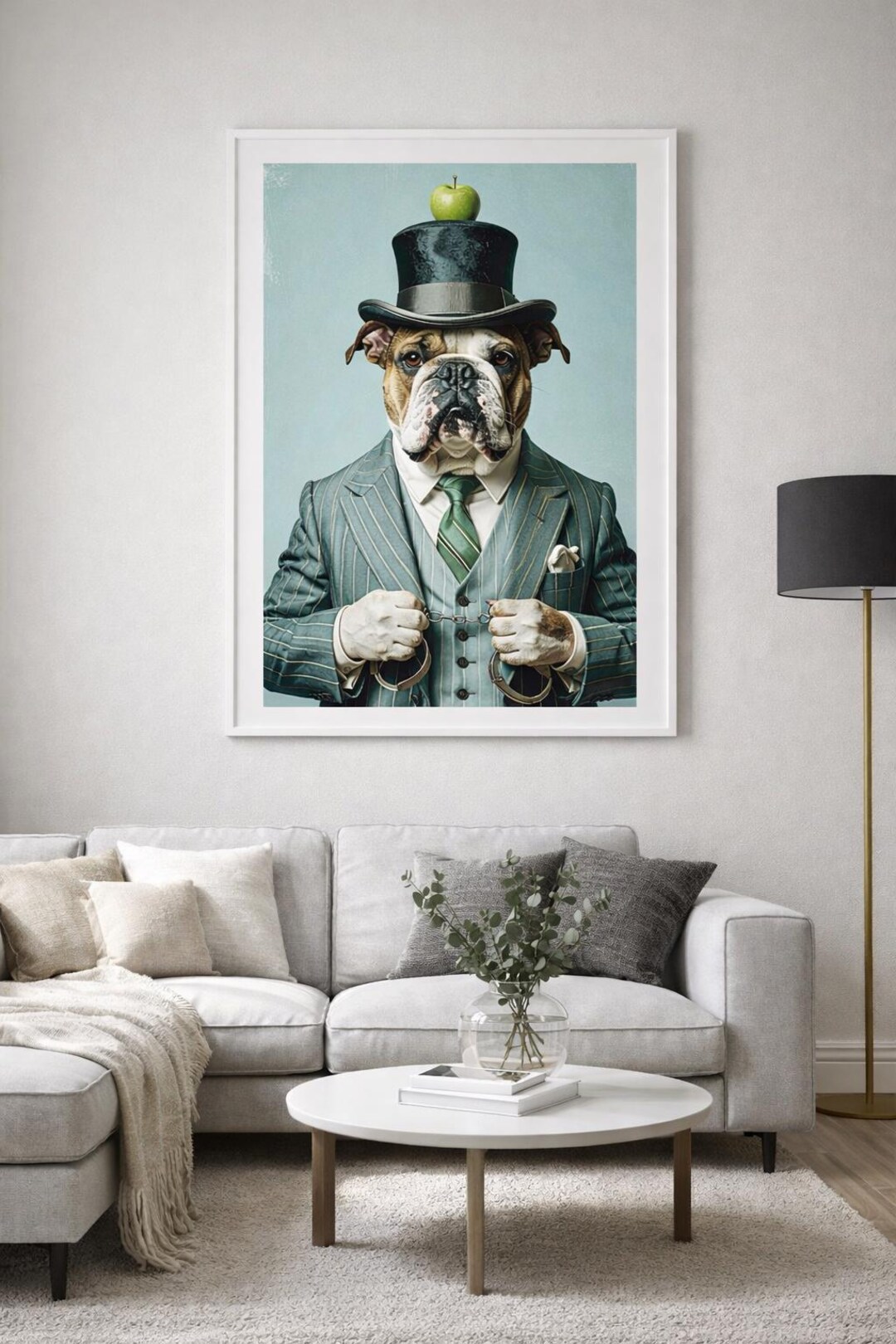 Gentleman Bulldog Art Print – Dapper Dog in Green Suit Wall Art ...