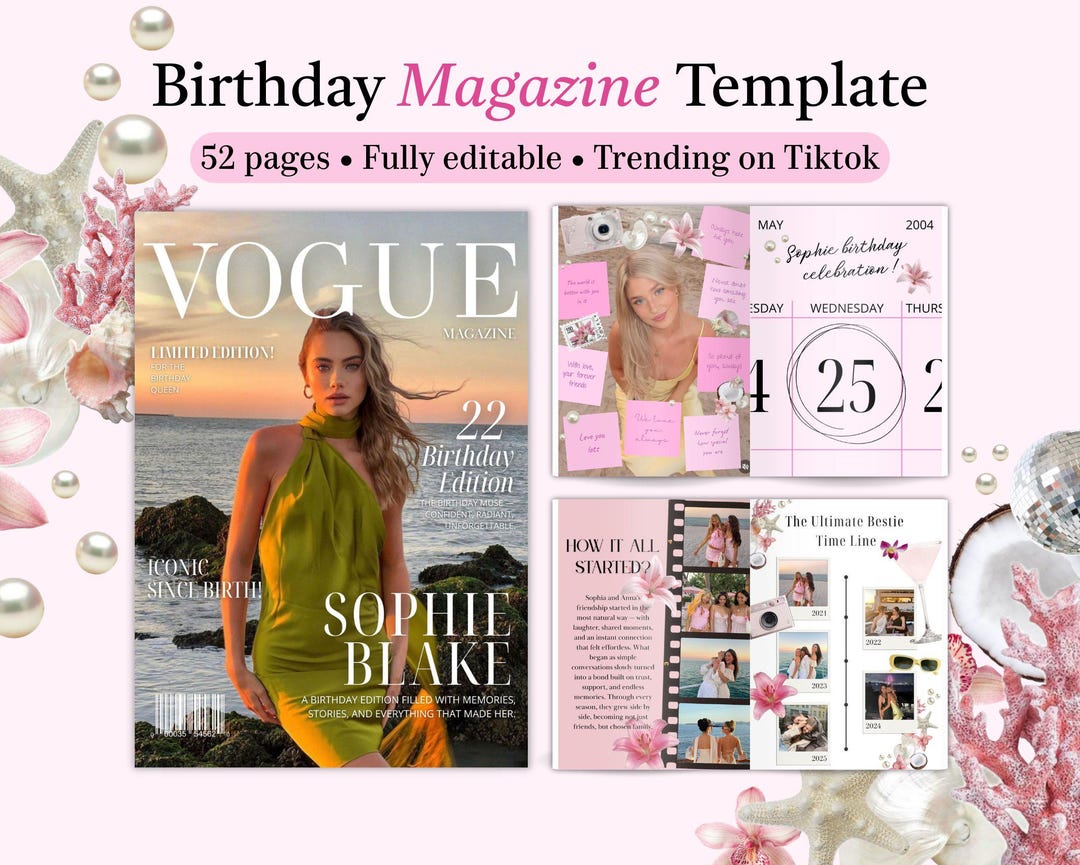 Customizable Birthday Magazine Template | Gift for Friends (editable in ...