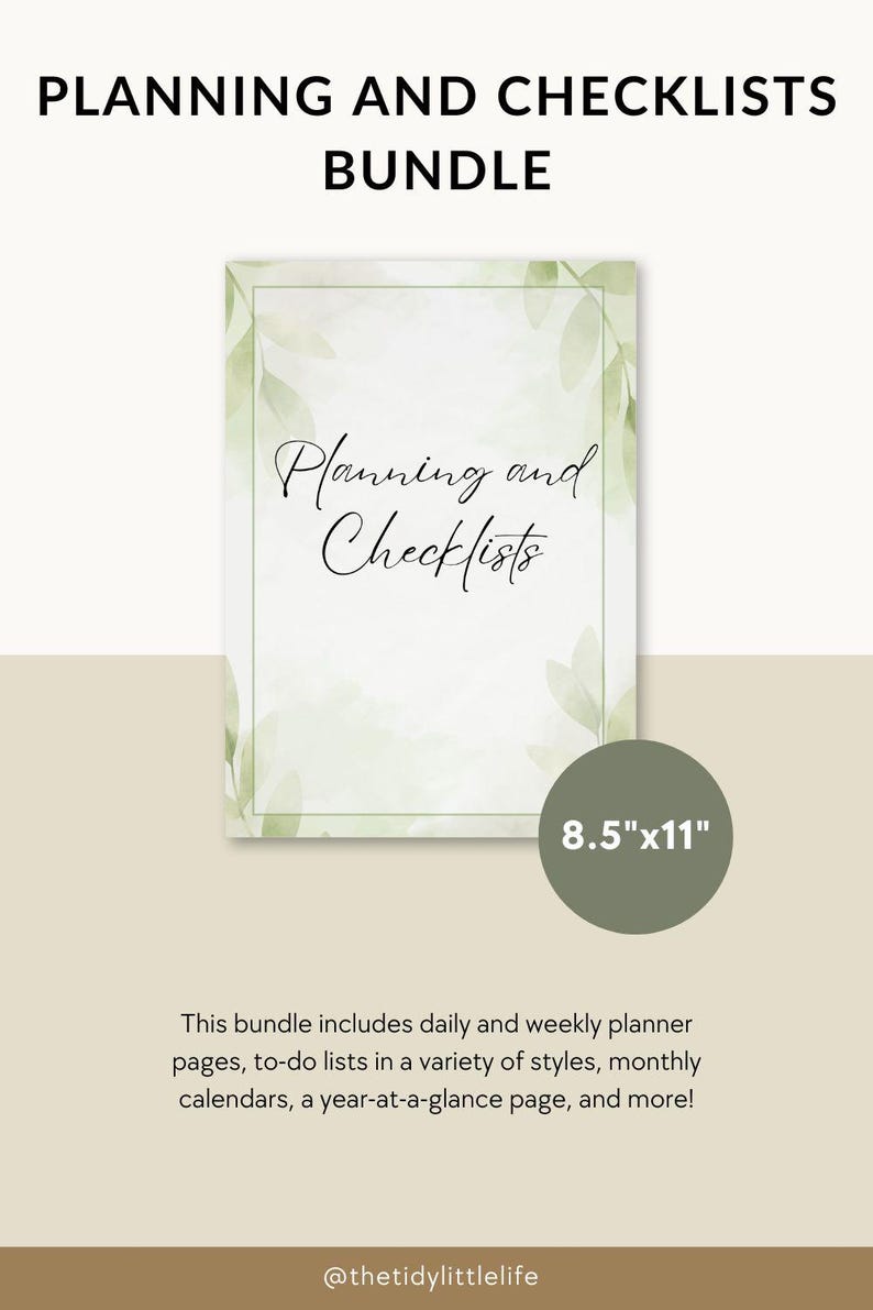 Planning and Checklists Printable Bundle: Green Plant Version - Etsy