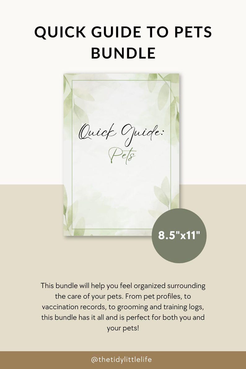 Quick Guide to Pets Printable Bundle: Green Plant Version - Etsy
