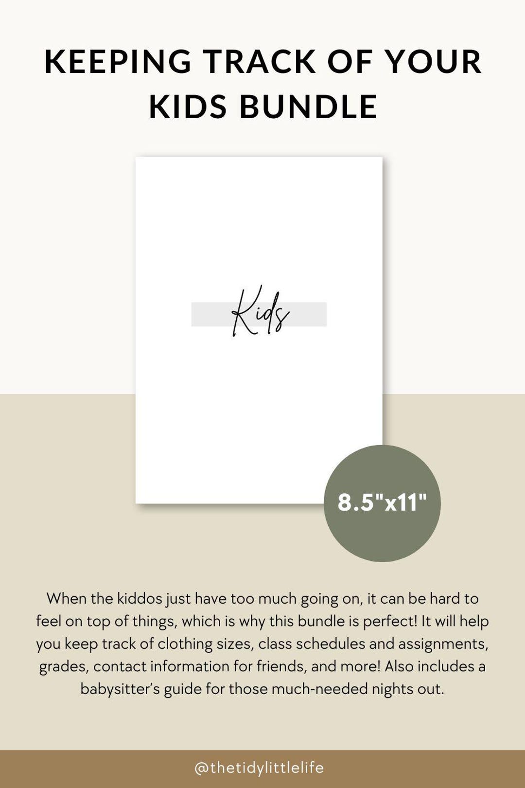 Keeping Track of Your Kids Printable Bundle: Minimalist Version - Etsy