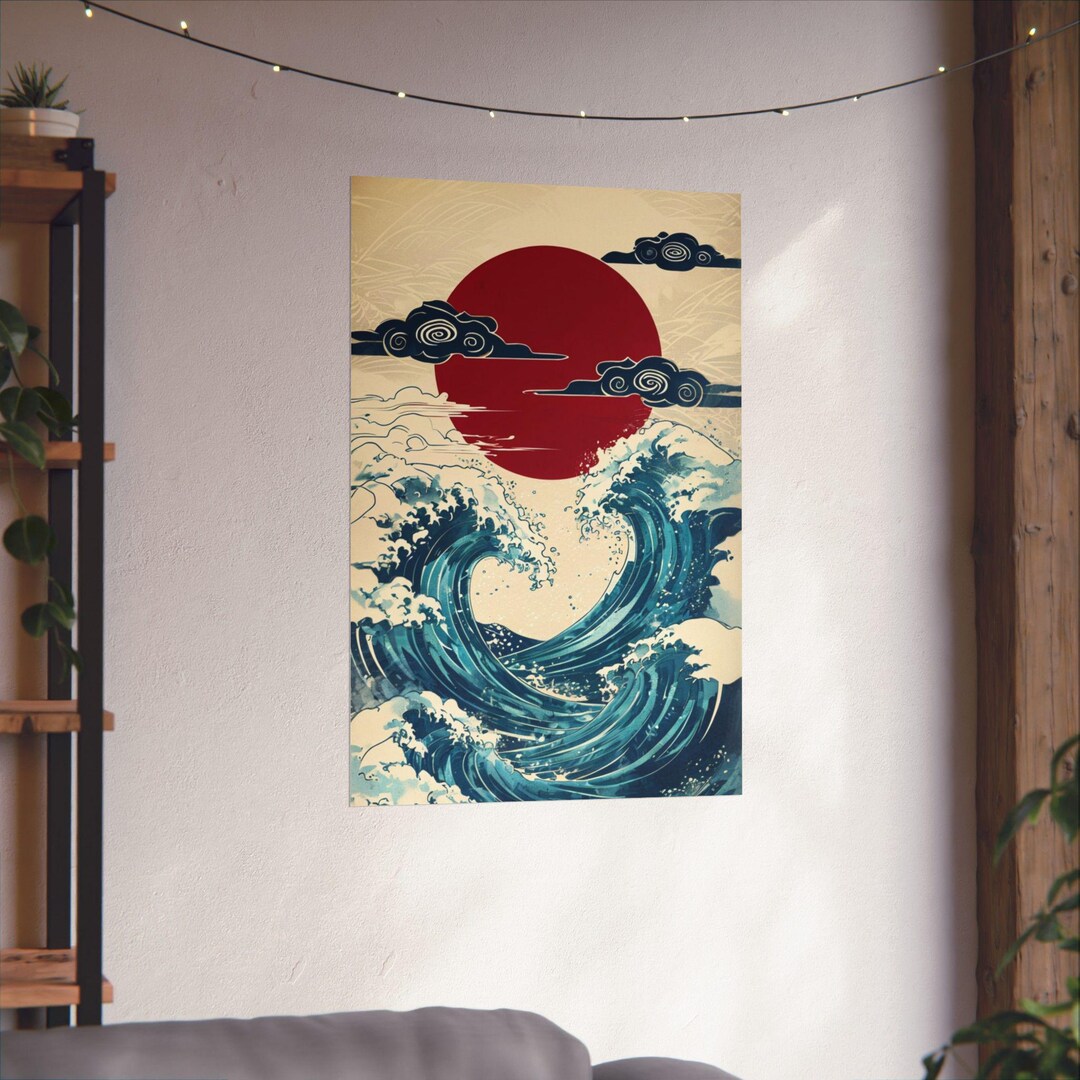 Matte Vertical Posters | Japanese Style Poster | Waves | Japan | Anime ...